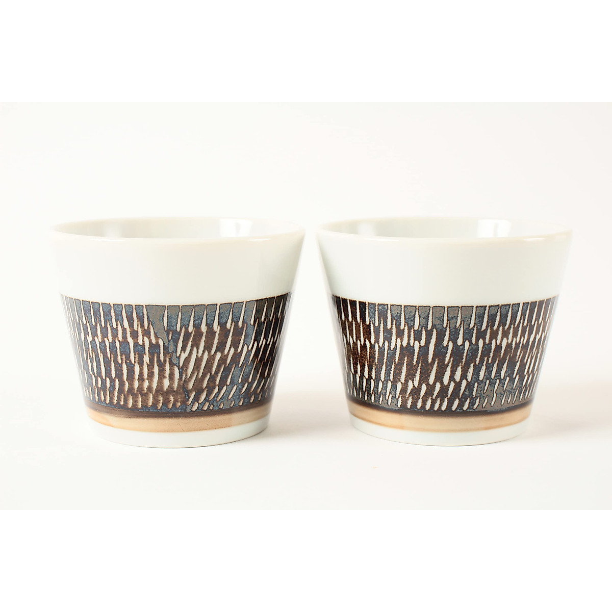 Mino ware Japanese Pottery Pair Sobachoko Tea Cup made in Japan (Japan Import) Rusty Brown Tobikanna STY002