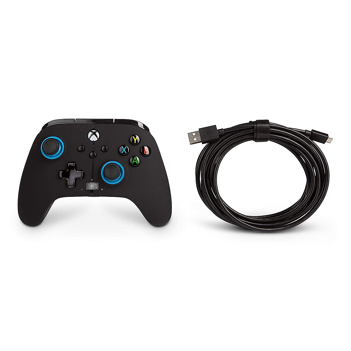 PowerA Enhanced Wired Controller for Xbox Series X|S - Blue Hint, gamepad, wired video game controller, gaming controller, Xbox Series X|S, Officially Licensed for Xbox