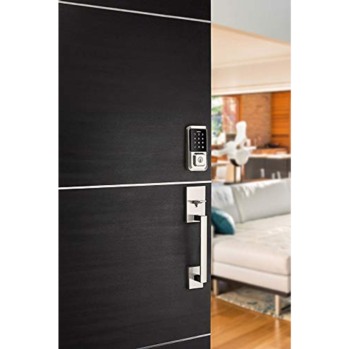 Weiser (by Kwikset) Halo WiFi Touchscreen Electronic Smart Lock, Compatible with Alexa and Google Assistant, Color: Iron/Matte Black, Model: 9GED25000-004