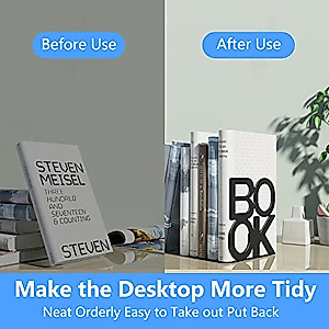 Book Ends - Decorative Metal Book Ends Supports for Bookrack Desk,Books, Unique Appearance Design,Heavy Duty