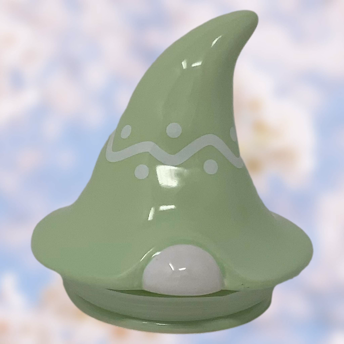 RAE Dunn Green Garden Mint Scented Candle "Hello Spring" Spelled with Rae Dunn Style Using LL Font - Super Cute Gnome Hat Lid - Add This Candle to Your Rae Dunn Collection and Home Kitchen Décor