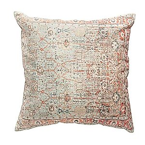Creative Co-Op Creative Co-Op Cotton Distressed Print Pillow, Multicolor