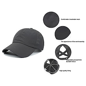 Cross Hat Womens Baseball Cap -Cross Ponytail Black