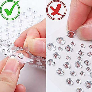 OUTUXED 1725pcs Clear Rhinestones Stickers Self Adhesive Bling Gems Jewels Stickers, Stick on Rhinestone Strips for Hair Face Nail Makeup Clothes Shoes Bags DIY Craft, Assorted Size