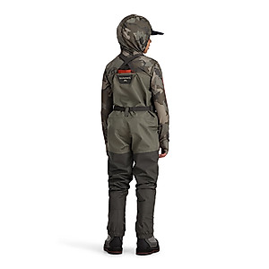 Simms Kid’s Tributary Stockingfoot Chest-High Fishing Waders - Durable, Breathable, Waterproof Fly Fishing Waders for Youths-Basalt-Large