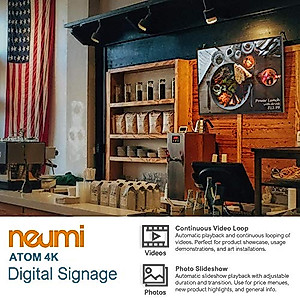 NEUMI Atom 4K Ultra-HD Digital Media Player for USB Drives and SD Cards - Plays 4K/UHD 60fps Videos, HEVC/H.265, HDMI and Analog AV, Automatic Playback and Looping Capability