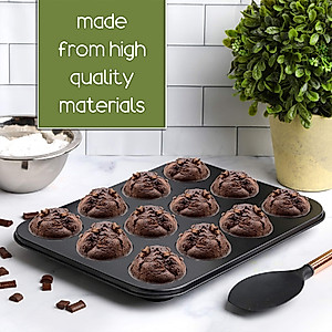 Non-Stick Bakeware 12 Cup Muffin Pan, Set of 2, Heavy Duty & Easy Release Cupcake Baking Pan
