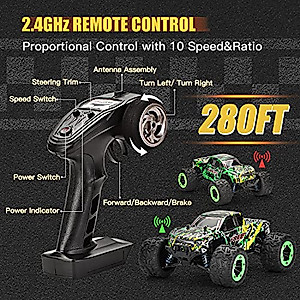 WIAORCHI 1:18 Scale 2.4Ghz All-Terrain RC Cars, 40KM/H High Speed 4WD Remote Control Car for Adults Kids, Waterproof Off -Road RC Monster Trucks with 2 Batteries for 40Min Play, RC Toys Gifts for Boys