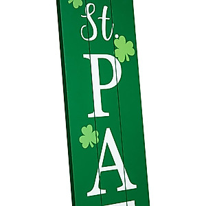 Glitzhome 60"L Wooden St. Patrick's Porch Sign, Happy St Patrick's Day Vertical Porch Decor for Home Front Door Yard Party