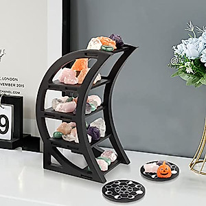 Kiusatig Crystal Shelf Display Crescent Moon Shelf Goth Decor Moon Shelf Boho Shelf Black Shelves for Goth Room Decor for Room,Table,Moon Decor ,Boho Decor