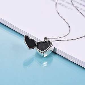 ONEFINITY Sterling Silver Locket for Ashes Always in My Heart Urn Necklace for Ashes Heart Locket That Holds Pictures for Women Ashes Necklace Keepsake Memorial Ash Jewelry