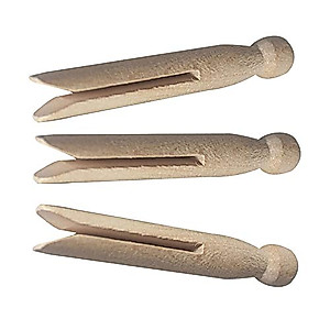 Round Wooden Clothespins with Spring, 4.3-inches Length, Set of 12 for Outdoor Clothesline Home Kitchen Travel Office Decor Food Bag, Craft, Model Making and Painting.