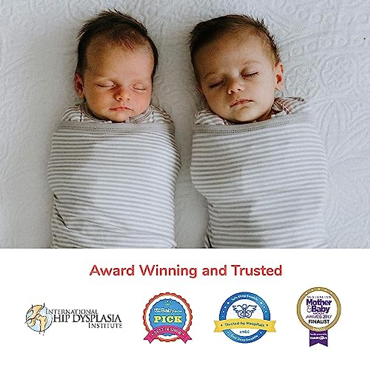 embé 2-Way Starter Baby Swaddle, 6-14 lbs, Newborn Swaddle Sack 0-3 Months, Zip & Hook and Loop Fastener Swaddle 0-3 Months Baby Swaddles Wrap, Hip Healthy, Infant Swaddle - Grey Stripe