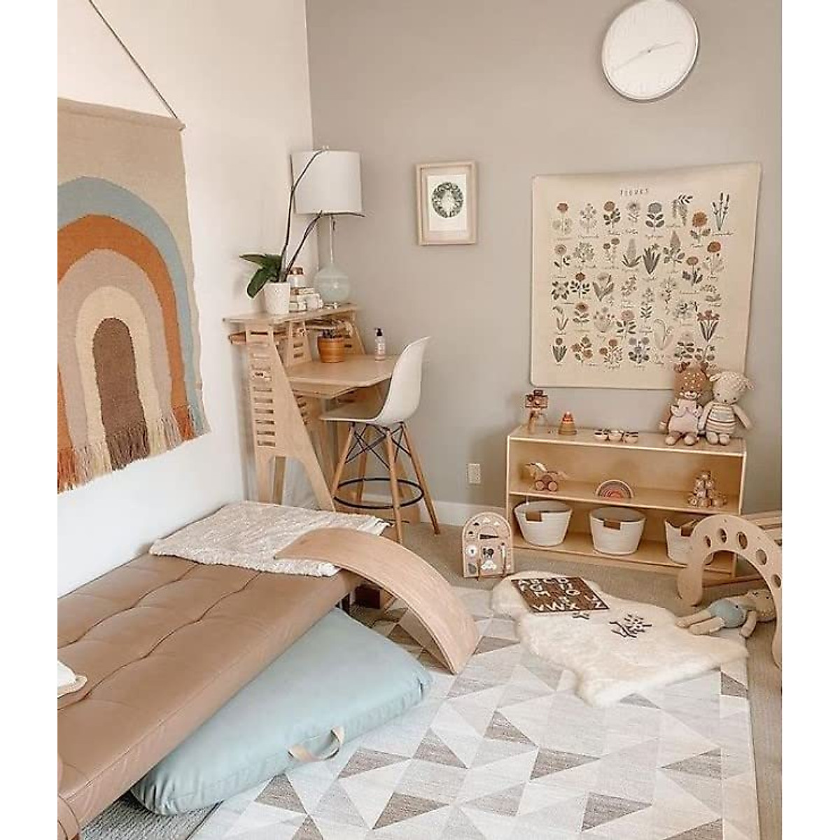 Ruggish Lulu Play Rug 4.8 x 7.0 ft - Soft Cushion Reversible Baby Kids Playmat + Interactive Play Map + Waterproof (Beige, Neutral Grey Tones)