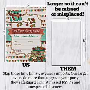 Look Who Fall Owl Themed Fill In Birthday Party Invitations, 20 5x7 Fill In Cards with Twenty White Envelopes by AmandaCreation