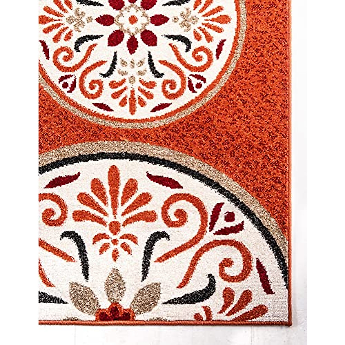 Unique Loom Modern Collection Floral, Geometric, Abstract, Bright Colors, Indoor and Outdoor Area Rug, 5 ft x 8 ft, Terracotta/Beige