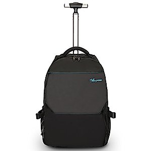 HollyHOME 19 inches Large Storage Multifunction Travel Laptop Wheeled Rolling Backpack, Black