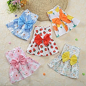 WEISHA Dog Dress 1PC Dog Floral Skirts Bow Princess Dress Dog Spring Summer Section Sweet Fresh Snap Style Puppy Clothes Pet Supplies(XL,Red)