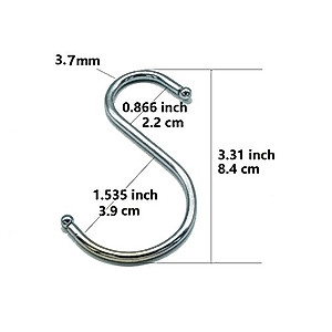 Lysas 20-Pack Round S Shaped Metal, Hooks Hangers for Kitchen, Bathroom, Bedroom and Office