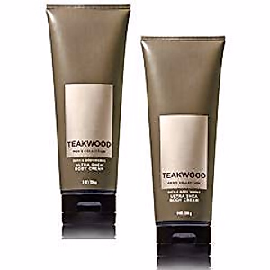 Bath and Body Works 2 Pack Men's Collection Ultra Shea Body Cream TEAKWOOD. 8 Oz