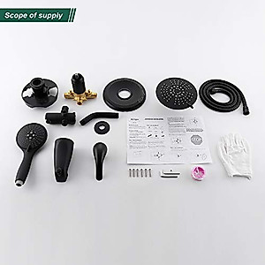 AIHOM Shower System Shower Faucet Set, Dual Shower Heads, 2 in 1 Shower Faucets Set with 5 Function Hand Shower and Tub Faucet Shower Combo Set, Brushed Nickel/Matte Black