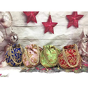 Pack of 20 India Gift Hub Traditional Indian Potli, Women Handbag, Handmade Bag,Gift, Clutch Purse, Wedding
