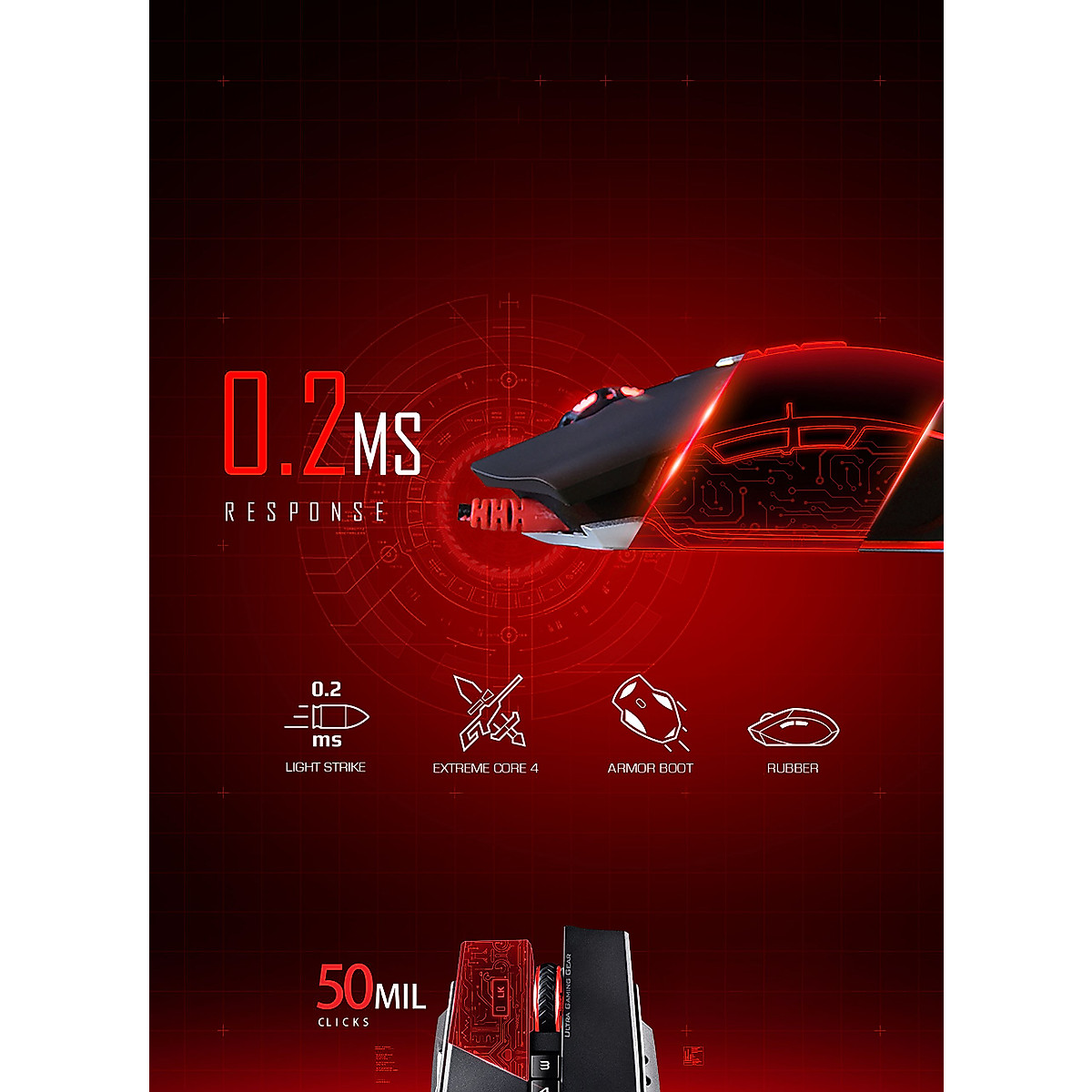 ZL50 Sniper Edition Laser Wired Gaming Mouse - 11 Programmable Buttons - Light Strike Optical Switches and Wheel - X'Glide Mouse Feet - Adjustable 8200 CPI/DPI - Wired USB Black