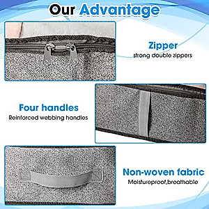 10 Pcs 100L Under Bed Storage Containers, Large Capacity Toy Christmas Wrapping Paper Organizers Underbed Bags, Bedroom Clothes Shoe Closet Foldable Blankets Comforters Bins with Clear Window Handles