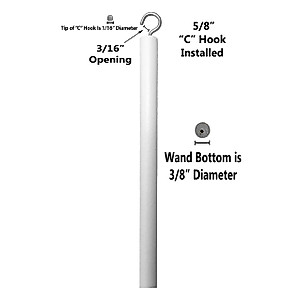 Snow White Wood Blind Tilt Wand Replacement - Available in 12" - 24" - 30" - 36" - 48" (C-Hook) (1 Pack, 30")