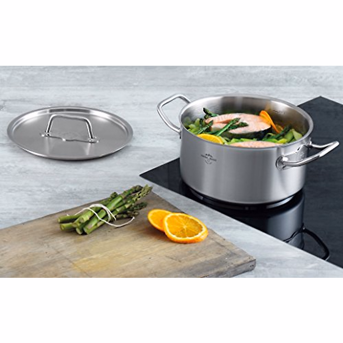 KUHN RIKON Cooking Pot Set Montreux 1,5L/3L/6L, 16 cm/1.5 Litre, 20 cm/3 Litre & 24 cm/6 Litre, Silver