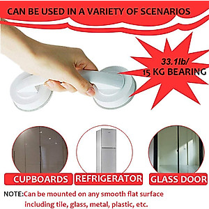 JanTeelGO Suction Grab Bar, Portable Suction Handle Bar Suction Grip Bar for Window Door Drawer Cabinet Mini Fridge Grab Puller (White)