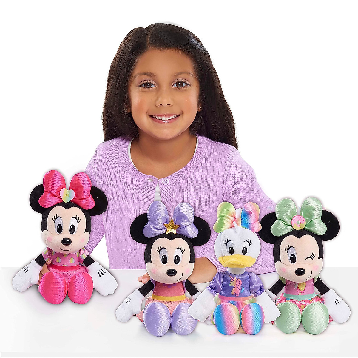 Disney Junior Minnie Mouse 8-Inch Small Unicorn Daisy Beanbag Plush, Daisy Duck In Purple and Rainbow Unicorn Dress, Stuffed Animal