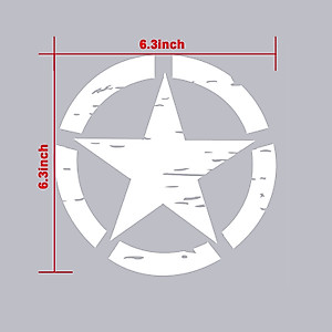 Hooke Road Star Bumper Sticker Body Truck Cars Decals Decoration for Jeep Wrangler YJ TJ JK JL Gladiator Tundra Tacoma F150 RAM Pickup Trucks All Cars - White, 6.3inches