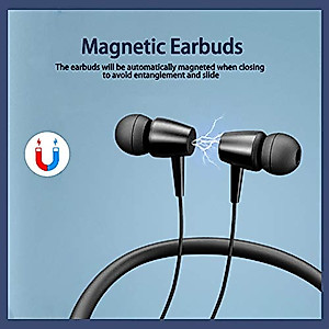 Bluetooth Headphones Wireless Neckband Bluetooth 5.0 Headset with 20 H Playtime, 10 mm Drivers, Magnetic Earbuds, Crystal-Clear Voice and Noise Cancelling Mic, Sweatproof and Lightweight (Black)