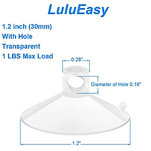 LuluEasy 10 Pieces 1.2 inch Small Suction Cups with Holes Clear Plastic Sucker for Hanging Crafts, Plush Dolls, Festivals Parties Theme Carnival Decoration Aquarium Thematic Ornaments