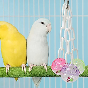 angel3292 Parrot Toy Colorful Bell Ball Plastic Hanging Toy Cute Bird Chew Toy Cage Toy for Cockatiel Parakeet Parrot Chew Toy Bite