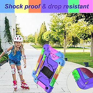 MENZO Samsung Galaxy Tab A7 Lite 8.7-inch Case 2021 Release, 3-Layer Shoulder Strap Rugged Protective Case with Holding Strap Rotating Stand for Samsung Galaxy Tab A7 Lite 8.7 (SM-T220/T225),Purple