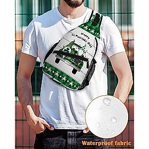 Sling Backpack, St. Patrick's Day Truck Pull Gnomes on Rustic Wood Grain Waterproof Lightweight Small Sling Bag, Travel Chest Bag Crossbody Shoulder Bag Hiking Daypack for Women Men