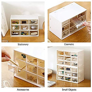 SITAKE Mini Plastic Drawer Organizer, Art Craft Organizers and Storage Used In Desk, Vanity in Home Or Office, 9 Removable Drawers for DIY Crafts, Art Supply, Office Supplies and Jewelry (Beige)