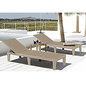 JUMMICO Patio Chaise Lounge Chair Set of 2 Outdoor PE Waterproof Adjustable Easy Assembly Lounge Chairs for Outside Pool Garden Deck Beach
