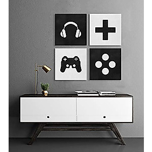 Urttiiyy Video Game Themed Art Game Posters Gaming Wall Art 4 Panels Gift for Gaming Lover Canvas Wall Decor for Boys Room Living Room Bedroom Framed Ready to Hang-12"x12"x4