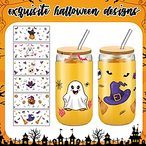 Teenyyou 6 Set Halloween Glasses Cups 16 oz Halloween Pumpkin Ghost Skull Bat Cups Halloween Iced Coffee Cup with Lid Straw Cute Drinking Beer Tumblers for Halloween Party Gift Basket Stuffer