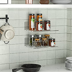 Sezanrpt 9 Inch Clear Wall Shelf, Acrylic Small Floating Shelf for Wall, Home Wall Display Ledges for Storage, Room Décor, Space Saving, Items Organizer, 2 Pack