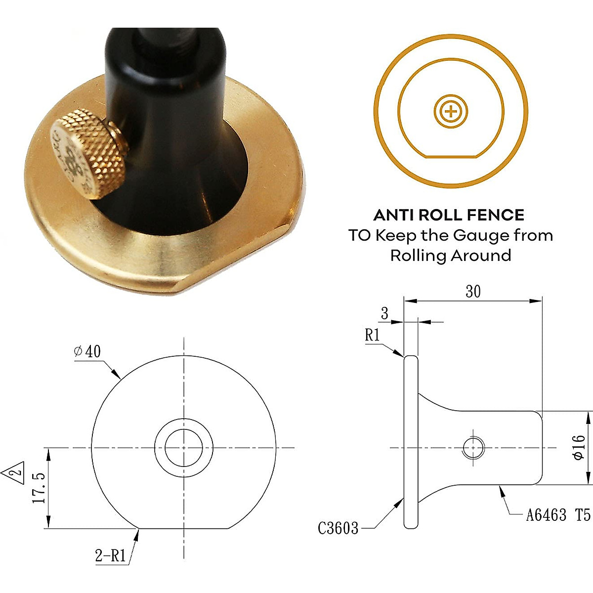 TUMEYET Wheel Marking Gauge - Woodworking Scriber Kit With 2 Replacement Cutters Wood Tools Graduated Inch & MM Scale Solid Metal Bar Scribe Tool For Carpenter