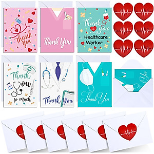 Jutom 60 Sets CNA Nurse Week Gift National Healthcare Graduation Appreciate Gift Card Thank You Cards for Nurses Doctor with Stickers Envelopes Greeting Card Nurses Week Day Medical Assistant