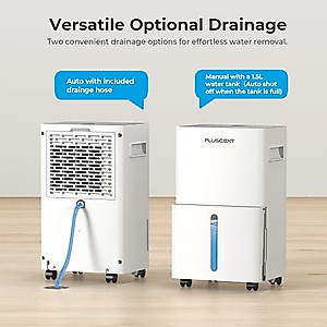 1500 Sq.ft Dehumidifier for Basement, PlUSCENT 21 Pints Quiet Dehumidifiers for Home, Large Room, Bedroom with Drain Hose, Smart Humidity Control & Monitor, 3 Operation Modes, 24H Timer, Auto Defrost