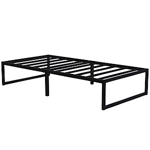 Lutown-Teen 16 Inch Twin XL Bed Frames Heavy Duty Sturdy Metal Platform Bed Frame No Box Spring Needed, Noise Free, Easy Assembly, Black