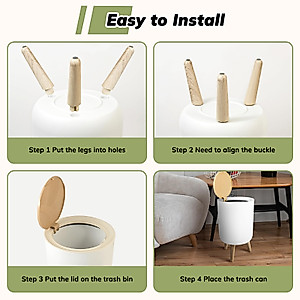 1.8 Gallon Kitchen Bathroom Trash Can with Lid, 7 Liter Small Modern Office Garbage Can with Pop-up Lid, Plastic Wastebasket Trash Bin for Dog Proof Trash Can, Toilet, Living Room, Bedroom - White