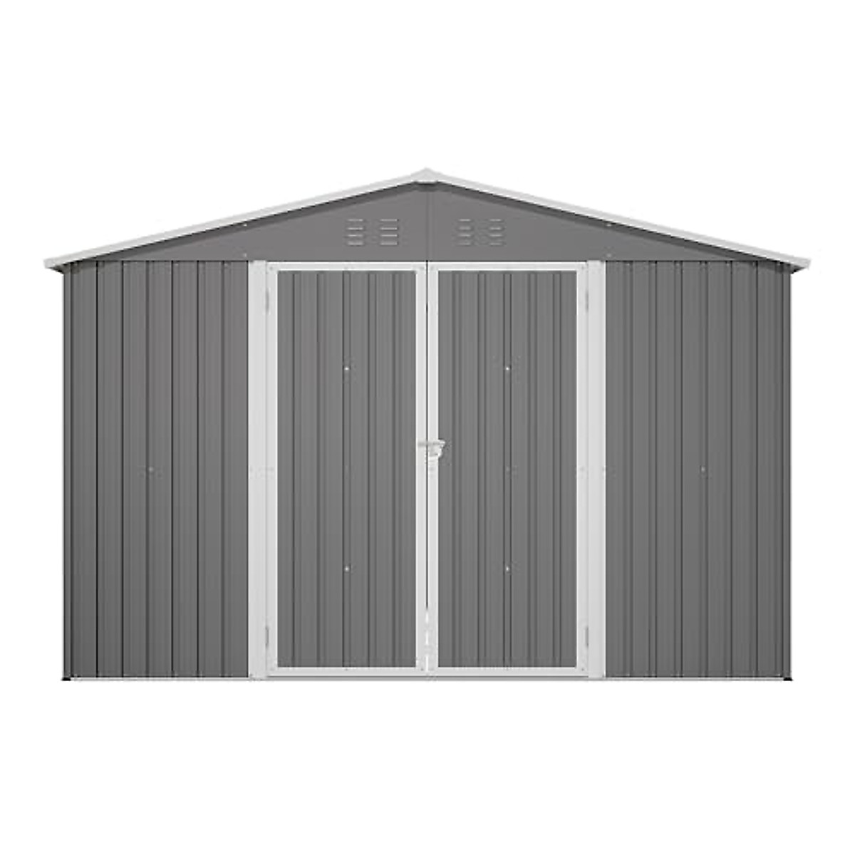 YOPTO 10×10 FT Outdoor Storage Shed,Metal Aluminum Waterproof Tool Sheds with Foundation,Doors & Vents,Heavy-Duty Sheds Unit W/Lock & Key,for Storing Bicycles,Lawnmowers,Barbeques,Gray