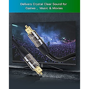 Alpluto Optical Audio Cable (20ft) Digital Fiber Optic Toslink Cables Male to Male 24K Gold Plated Cord Optical Cables for Home Theater, Sound Bar, Playstation, Xbox - Pro Series, TV and More